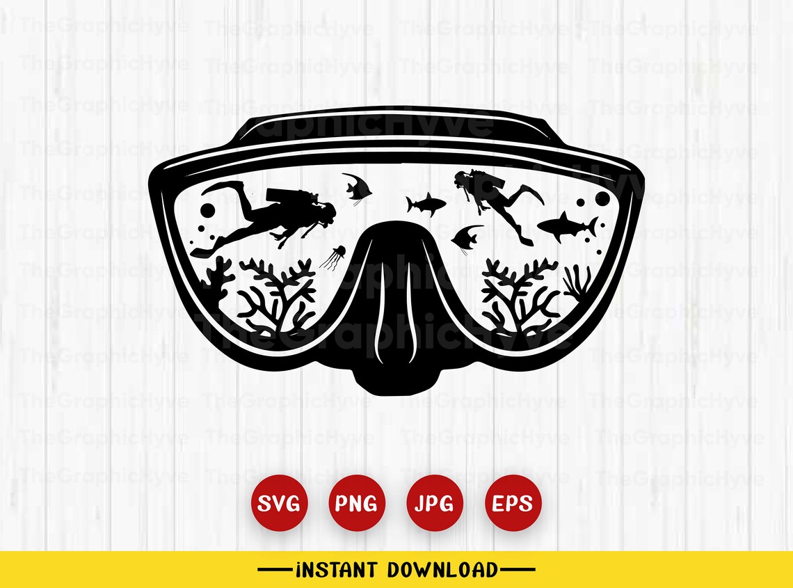 Scuba Diver Mask SVG File, Scuba Mask Svg, Divers Mask Svg, Scuba Gear ...