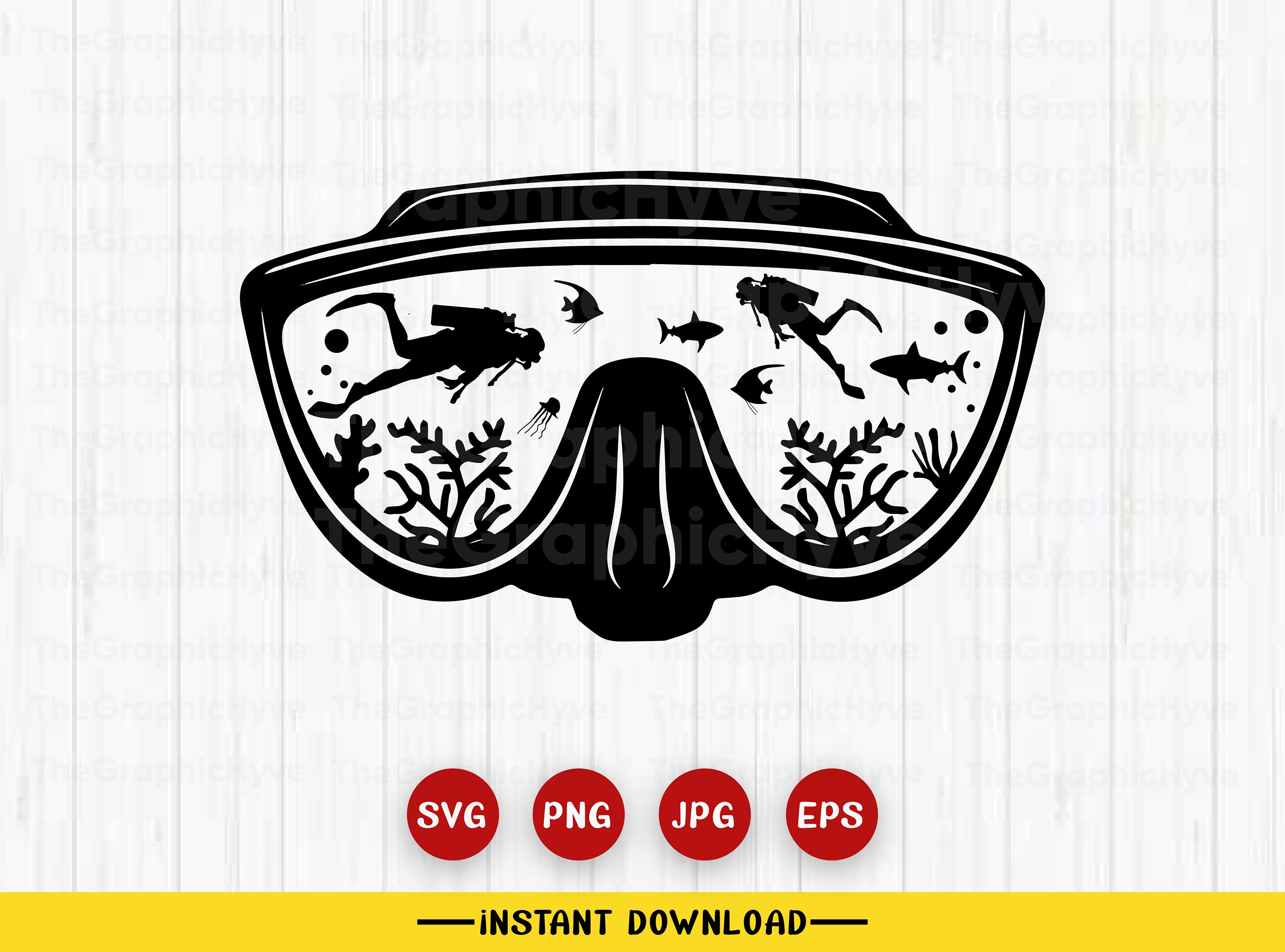 Scuba Diver Mask SVG File, Scuba Mask Svg, Divers Mask Svg, Scuba Gear ...