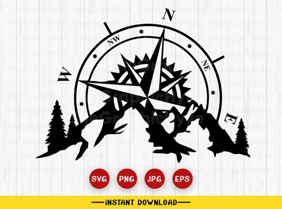 Mountain Compass SVG Compass Svg Compass Rose Svg Nautical - Etsy