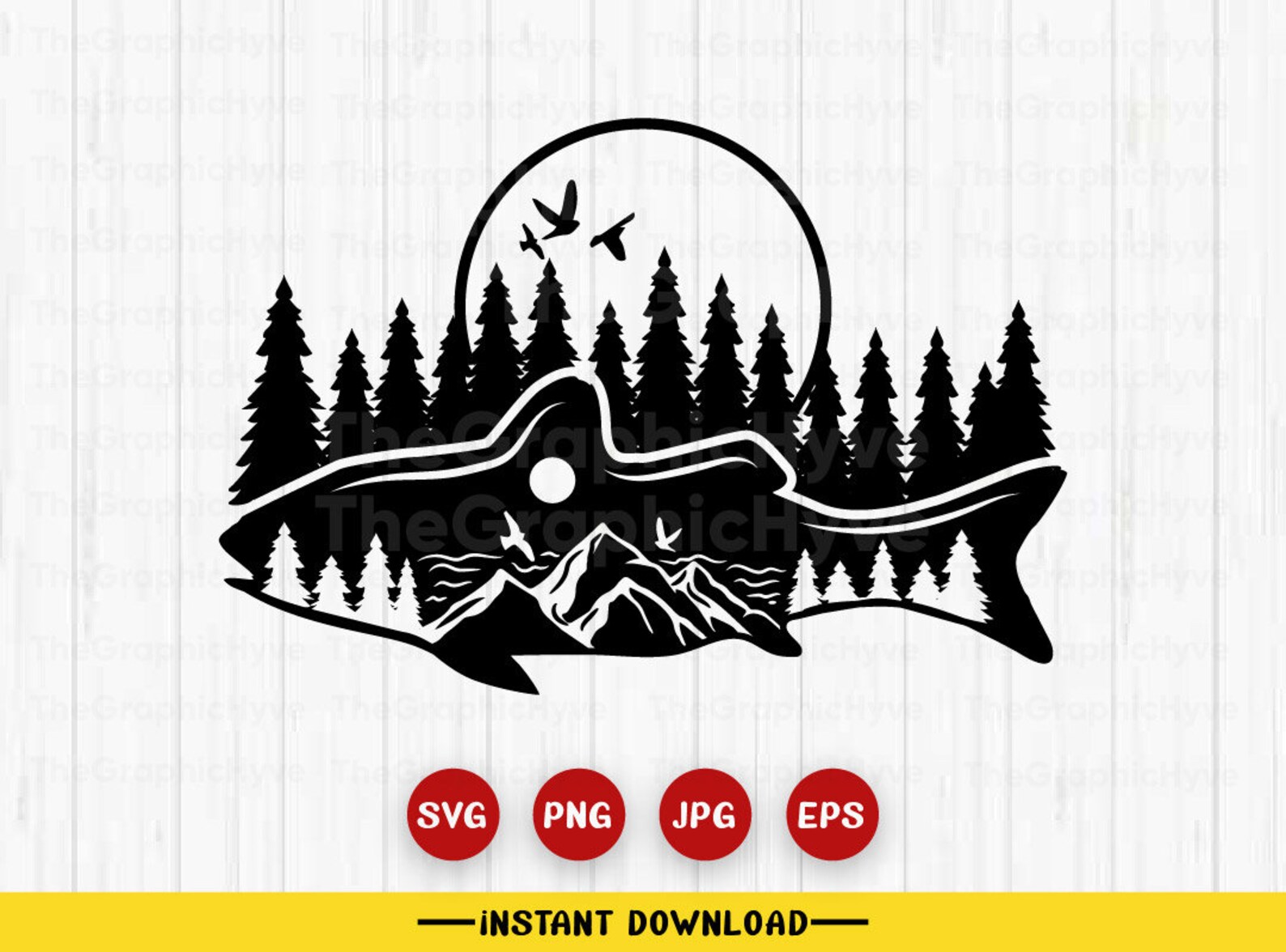 Fish and Trees Svg, Trout SVG, Fishing SVG, Trout Fishing, Fish and ...