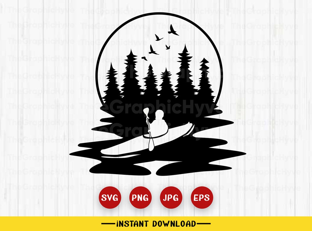Kayaking SVG | Lake Scene Clipart, River Activity Cut File, Outdoor ...