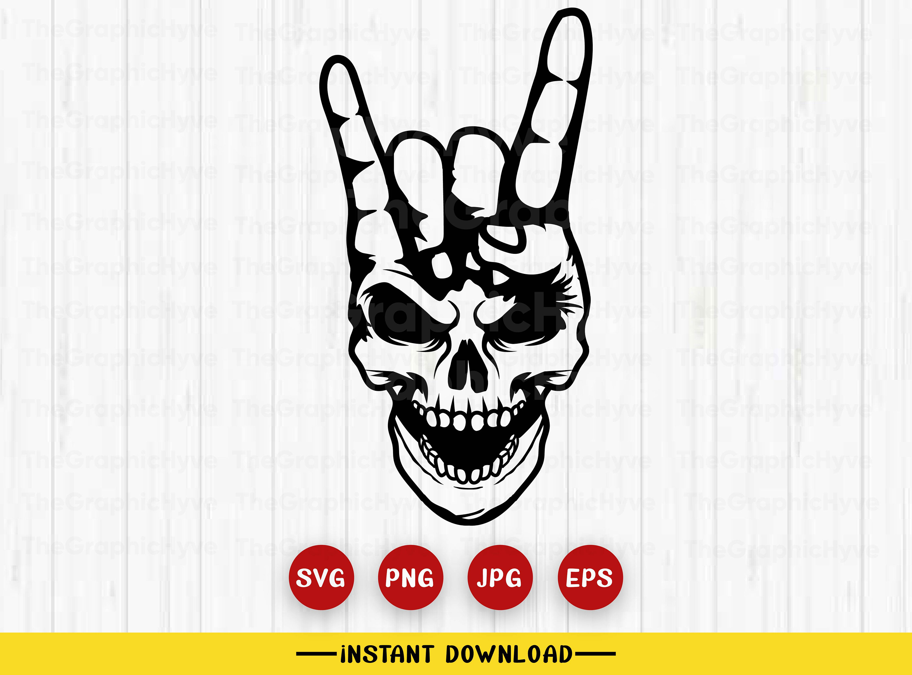 Rockers Skull Svg Rock Hand Sign Skull Clipart Skull Clipart Skull Svg ...
