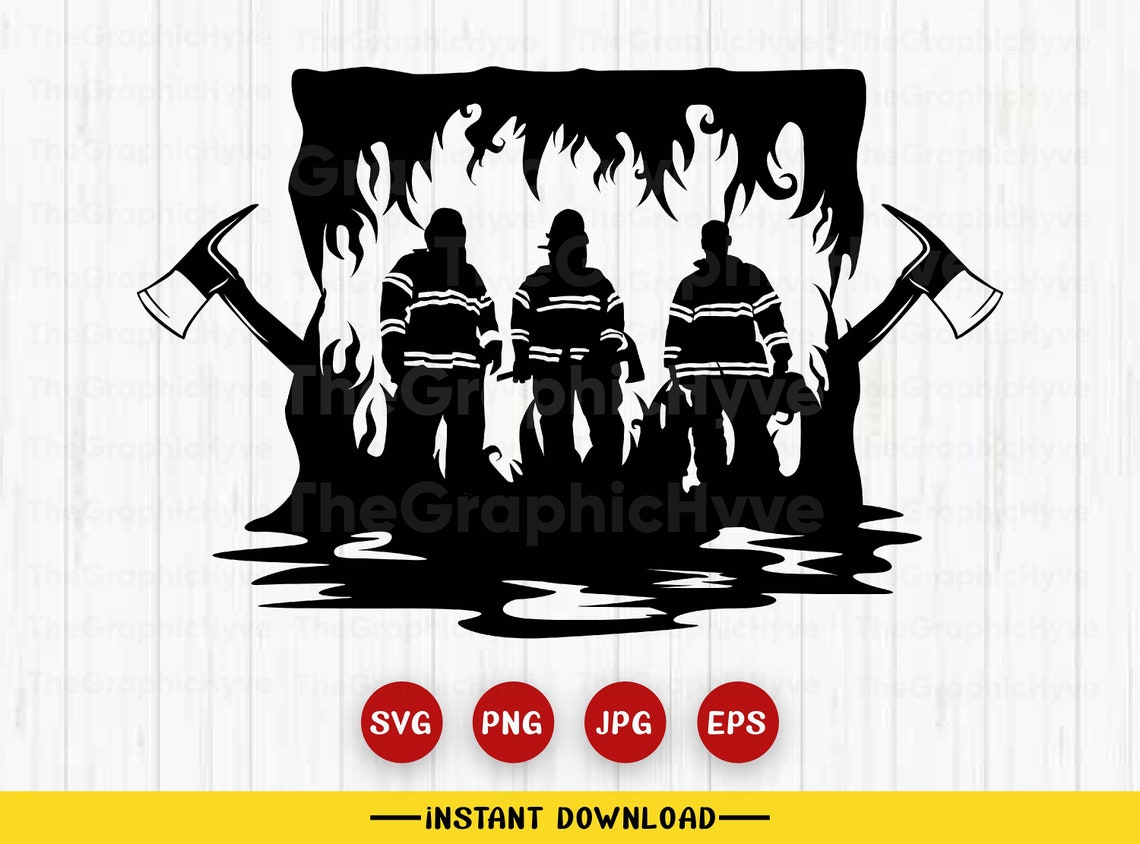 Fire Fighter Scene Svg Fire Fighter Svg Fireman Svg - Etsy