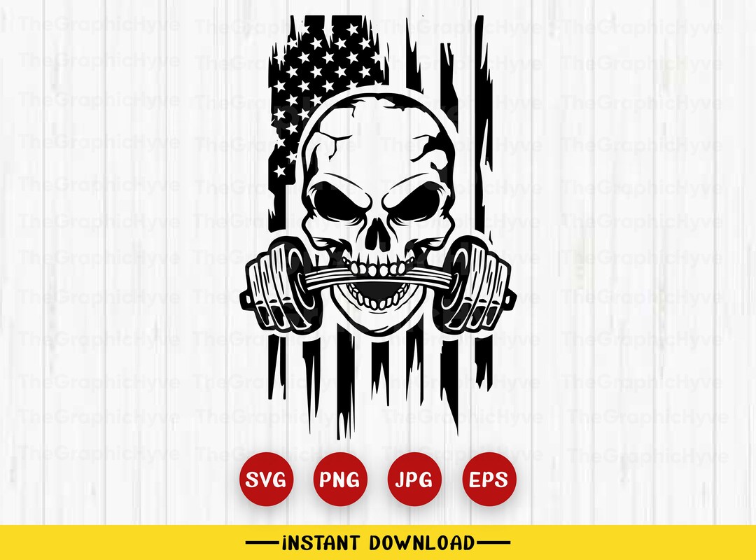 US Skull Barbell SVG | Us Skull Fitness Svg | Us Fitness Svg Us Workout ...