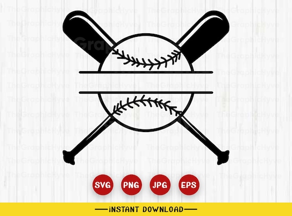 Baseball Split Name Monogram SVG Baseball Logo Svg Crossed | Etsy