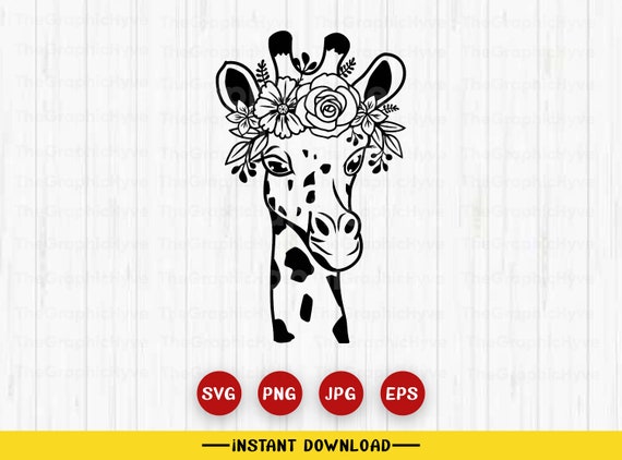 Giraffe Svg Giraffe Flower Svg Giraffe With Flower Crown | Etsy