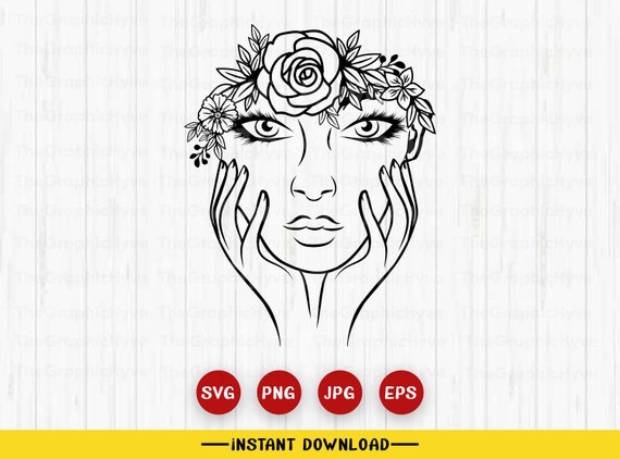 Floral Girl SVG Flower Woman SVG Pretty Lady With Flower | Etsy