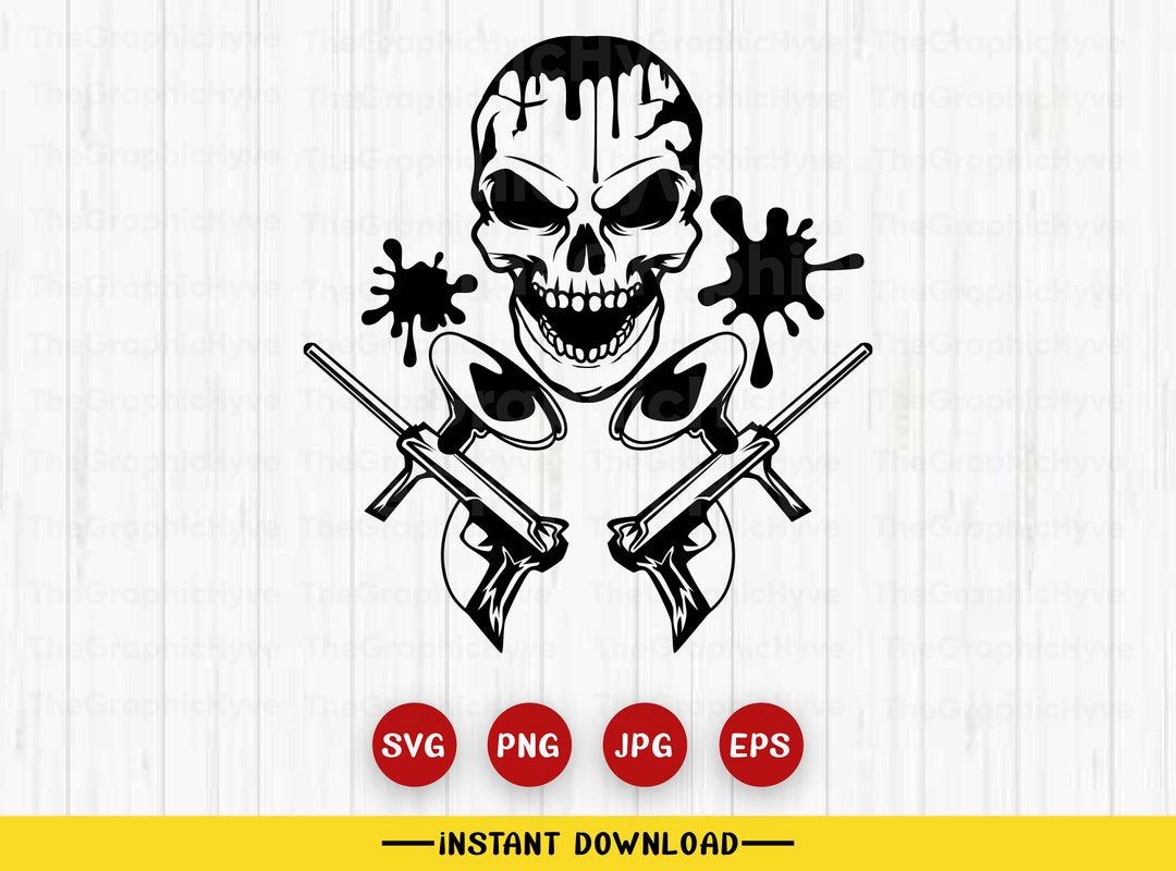 Skull Paintball Gear Svg Paintball Svg Paint Gun Svg Skull Svg ...