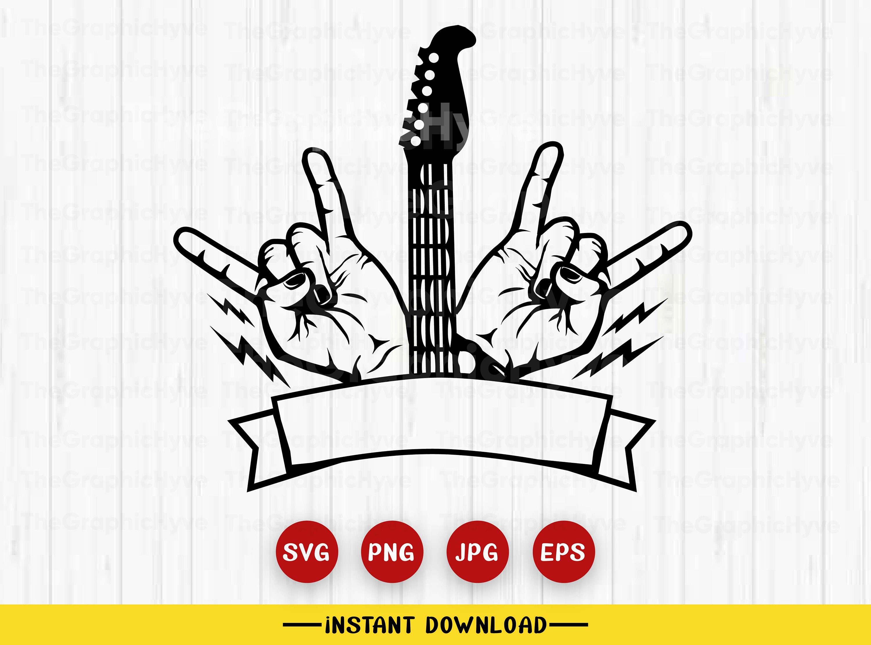 Rock and Roll Music SVG Guitar SVG Rock Hand Sign Svg - Etsy