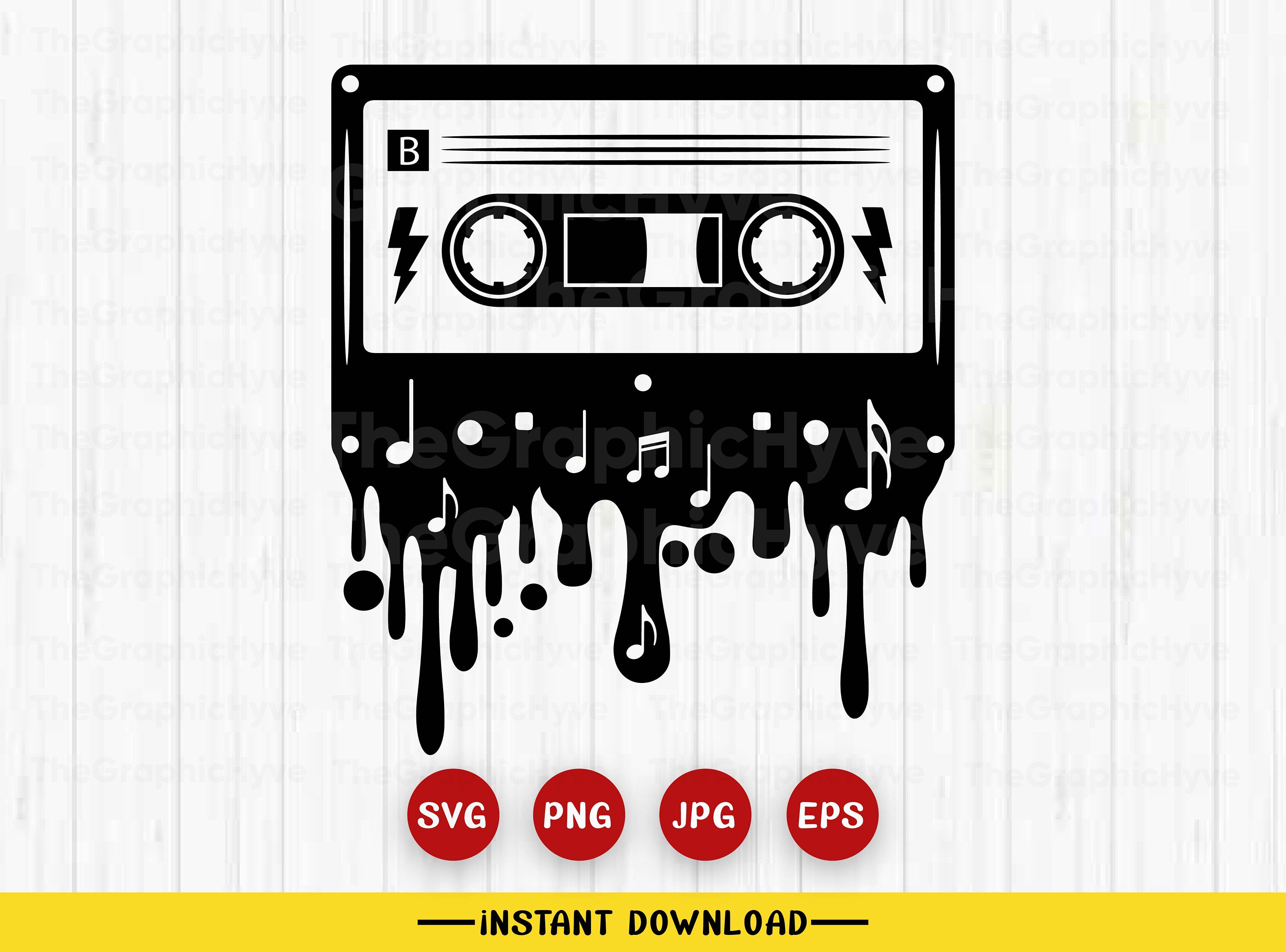 Dripping Cassette Tape SVG Files | Cassette Cut Files | Audio Cassette ...