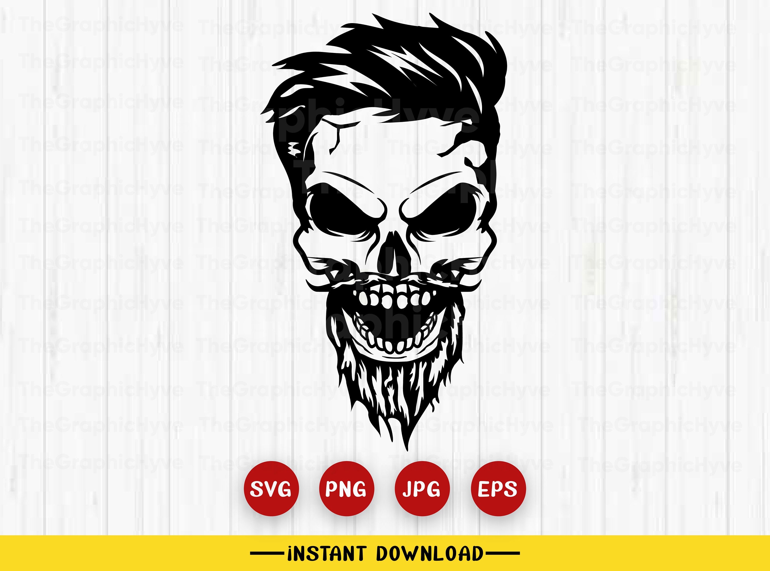 Skull Hair Beard SVG Bearded Skull Svg Skull Haircut Svg - Etsy