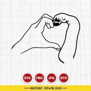 Paw and Hand Heart Shape SVG PNG, Paw Love SVG, Valentine Pet Svg, Dog ...