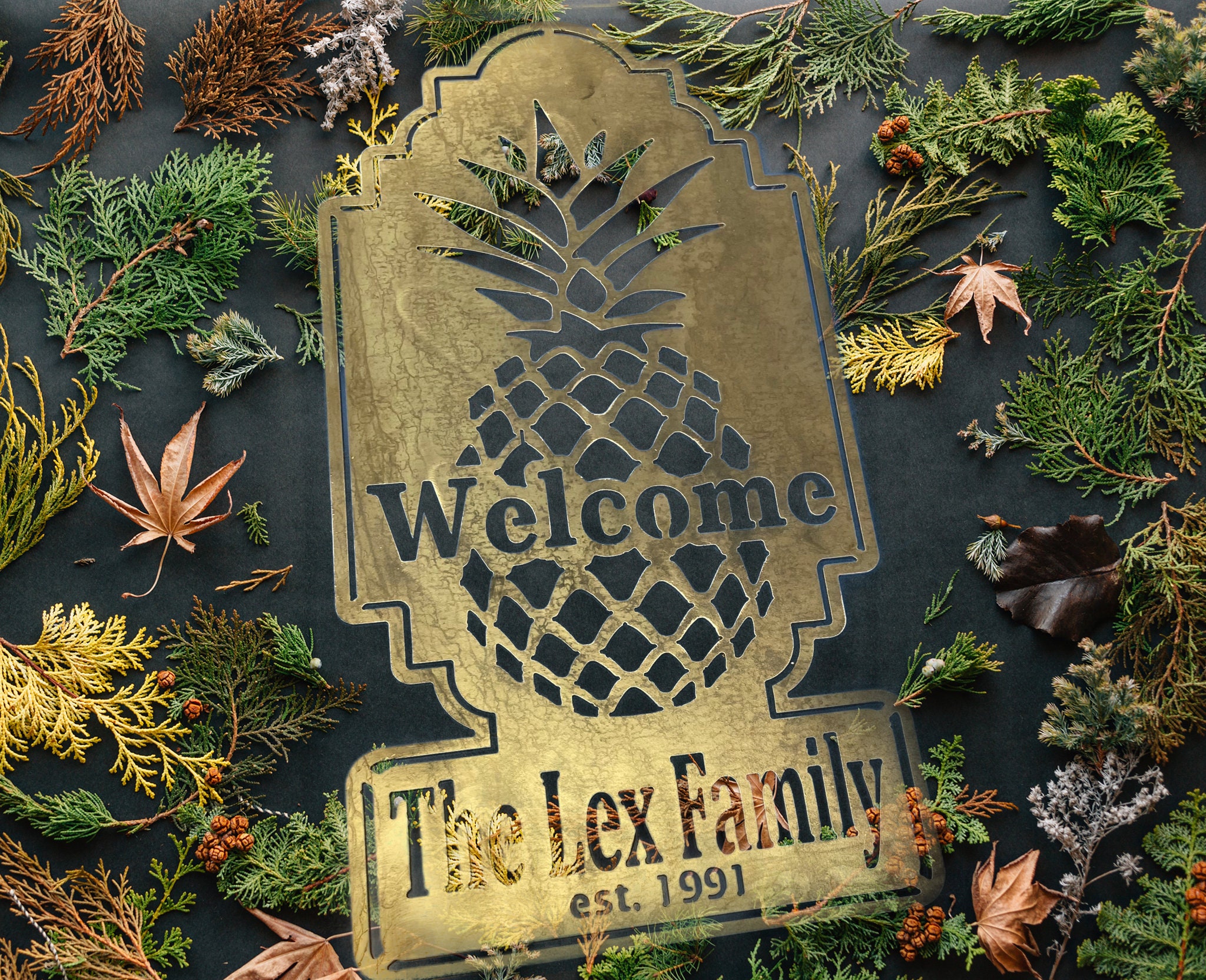 Pineapple With Customization, Pineapple Welcome Sign, Pineapple Door ...