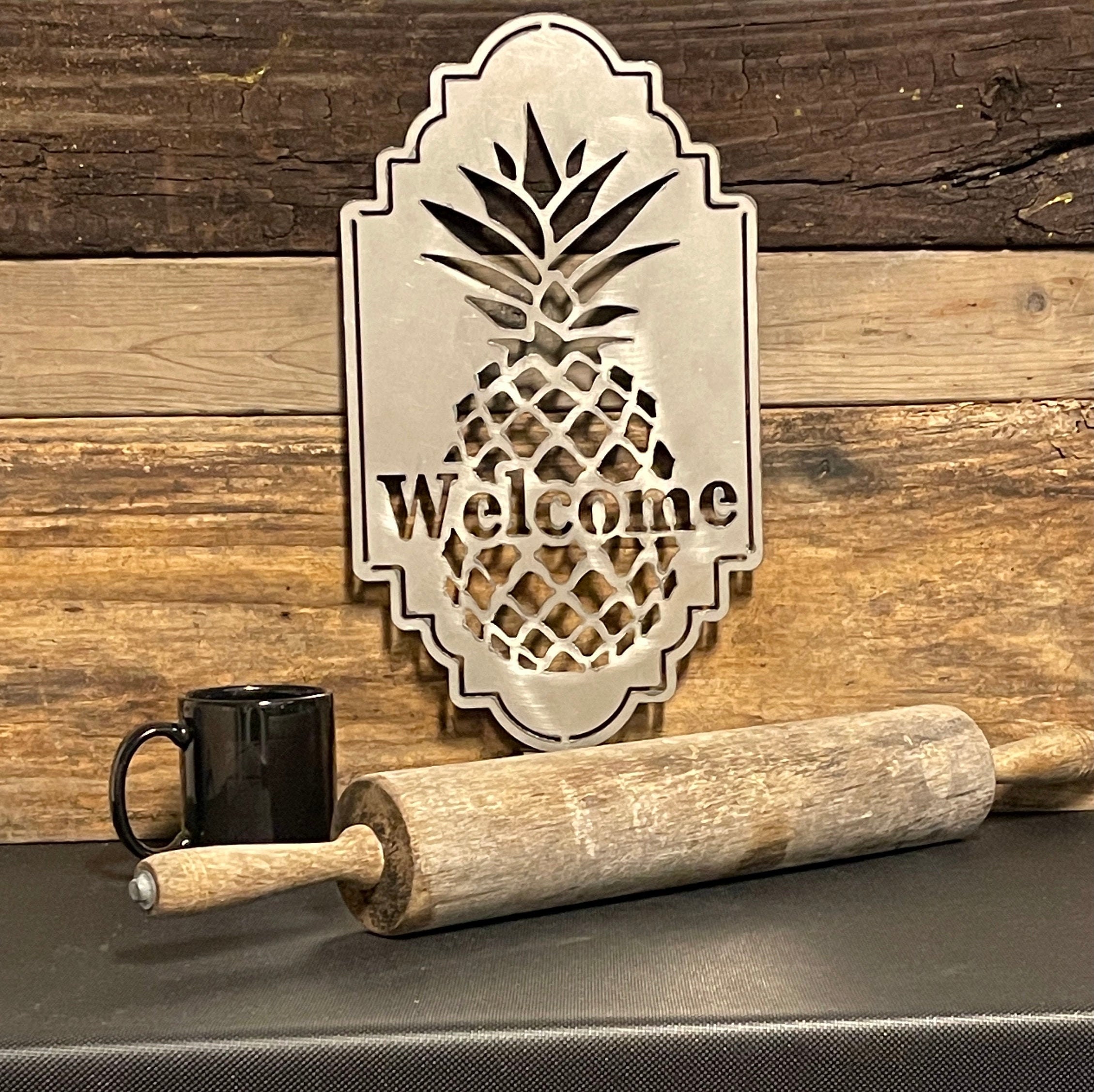 Pineapple WELCOME Metal Sign Entryway Decor Hospitality - Etsy