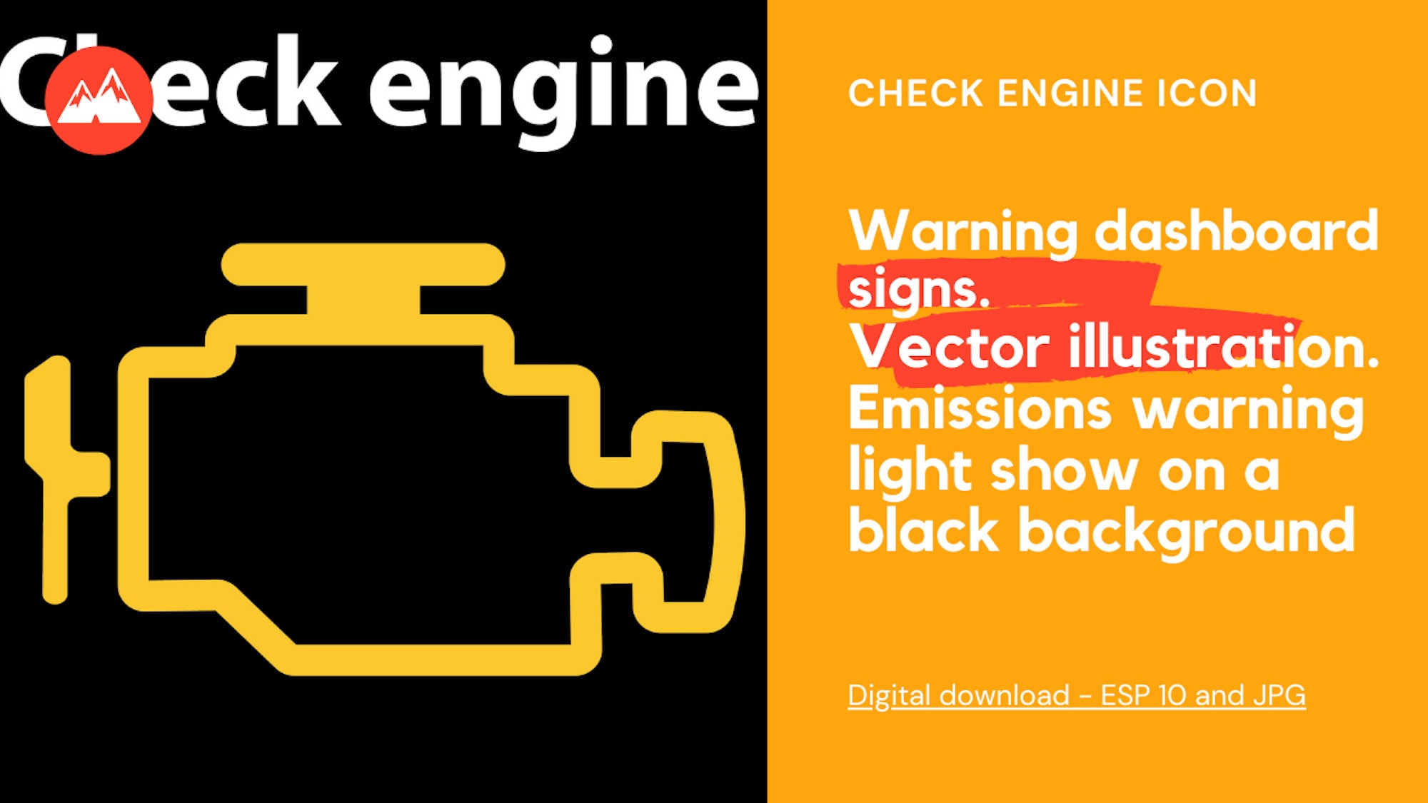Check Engine Warning Sign Isolated In Black Background Engine Repair ...