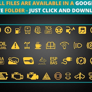 75 High-quality Car Common Dashboard Warning Icons: Dashboard Symbols ...