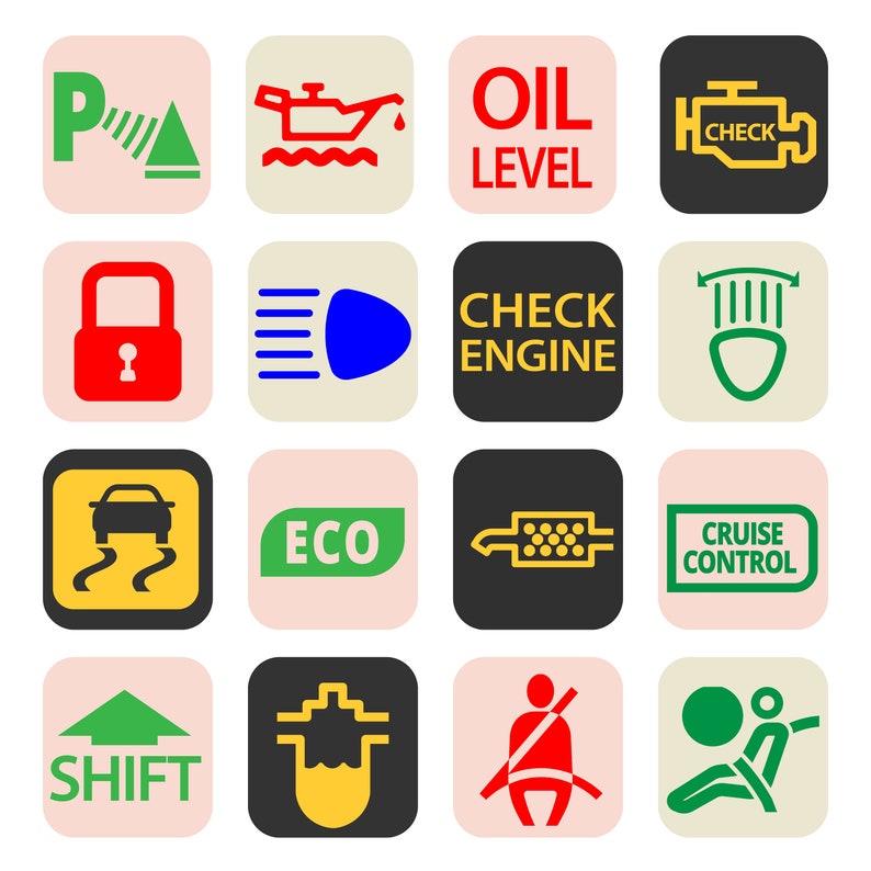 Car Icons Bundle - 36 Dashboard Panel Fault Icons - Ai Dxf Svg Png Jpg ...