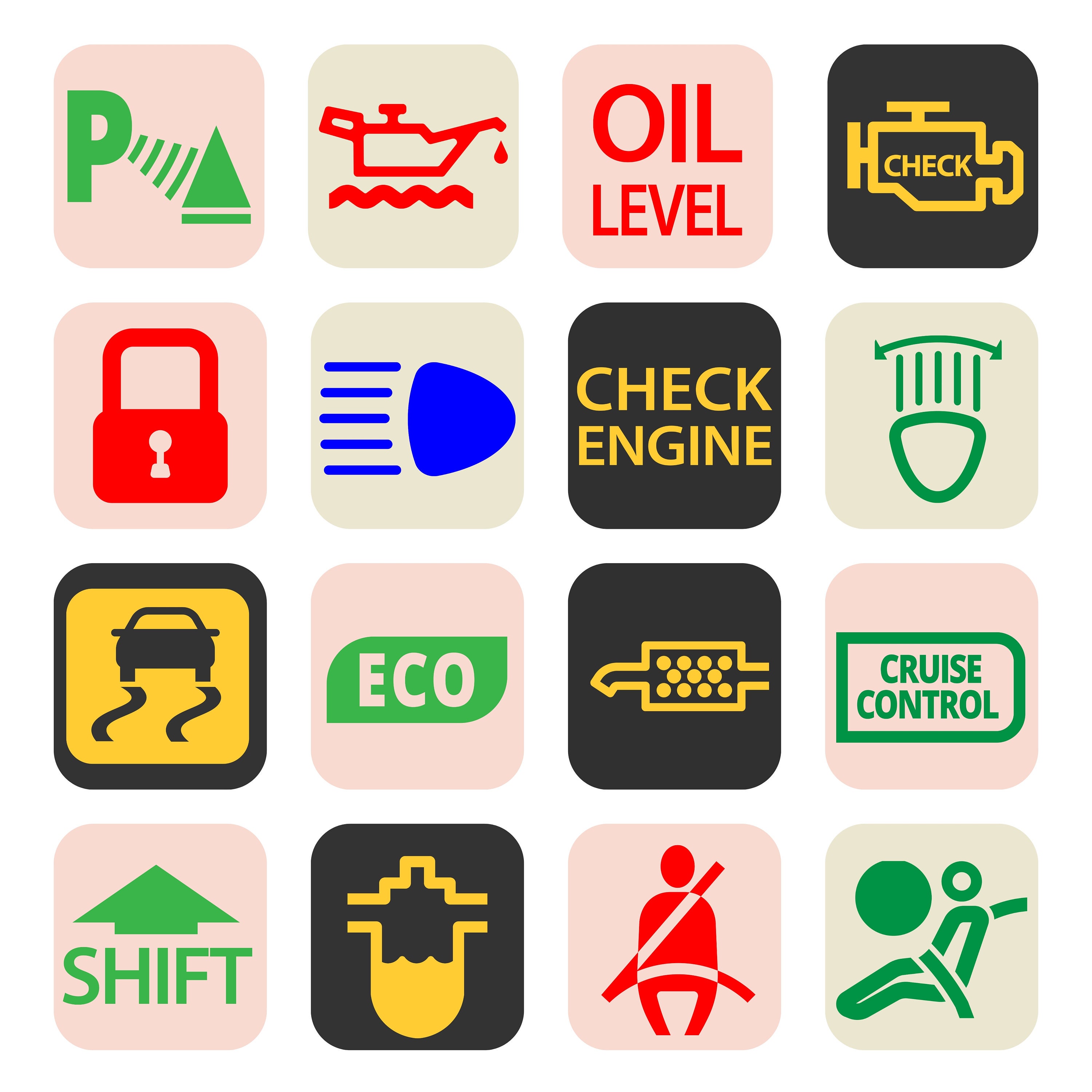 Car Icons Bundle - 36 Dashboard Panel Fault Icons - Ai Dxf Svg Png Jpg ...