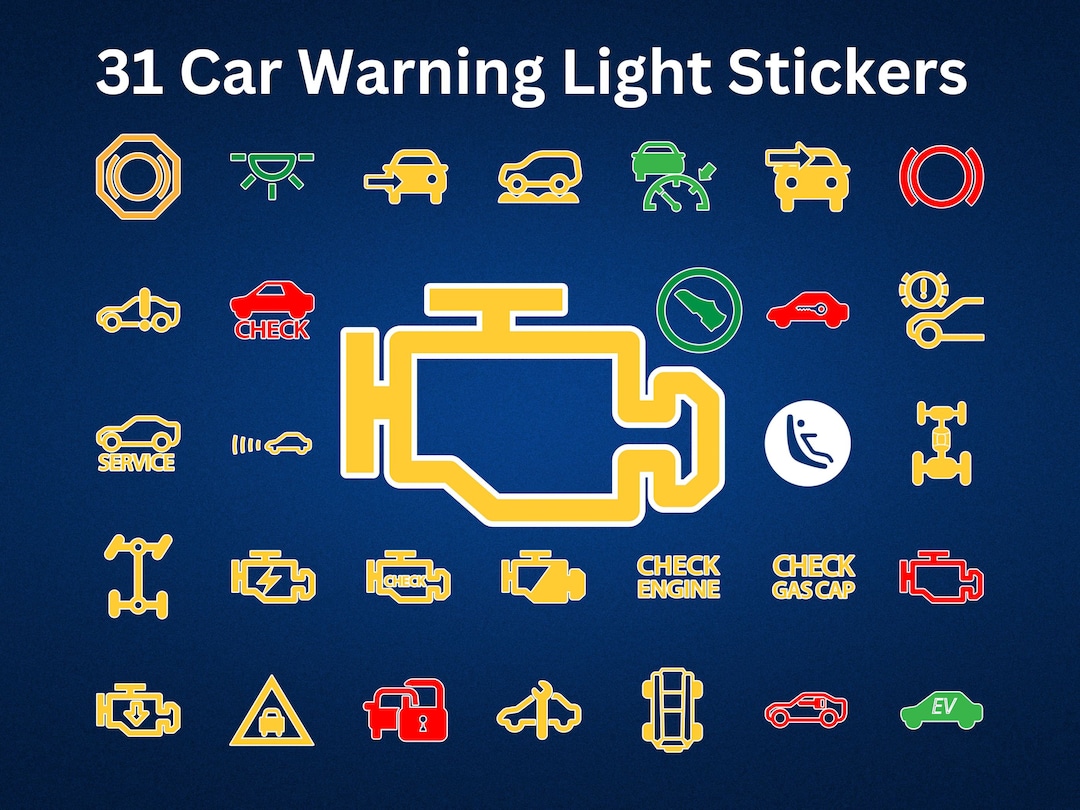 31 Car Warning Light Sticker Icons - Digital Decal Bundle for Cricut ...