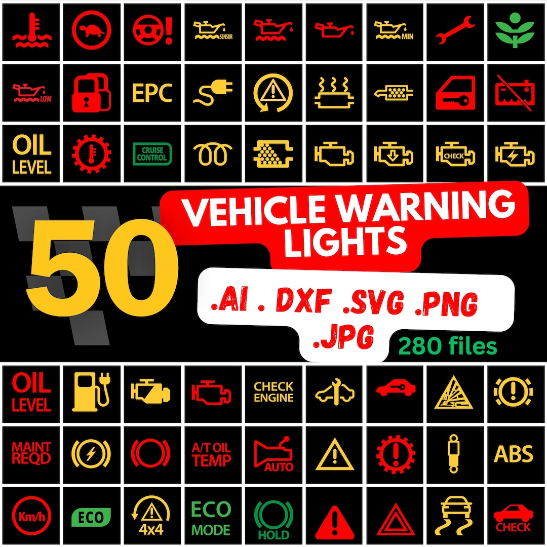Bundle of 280 Icons - Vehicle Warning Light Icons Bundle - Engine, Oil ...