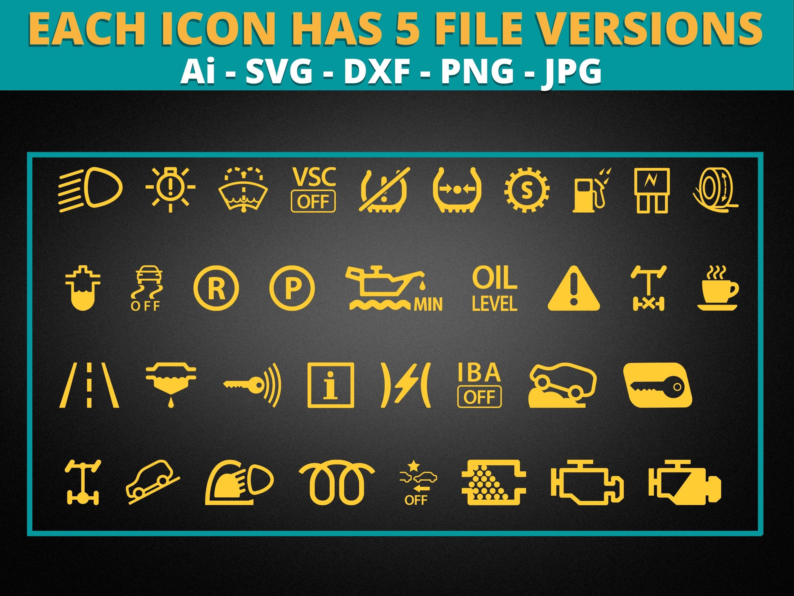 75 High-quality Car Common Dashboard Warning Icons: Dashboard Symbols ...
