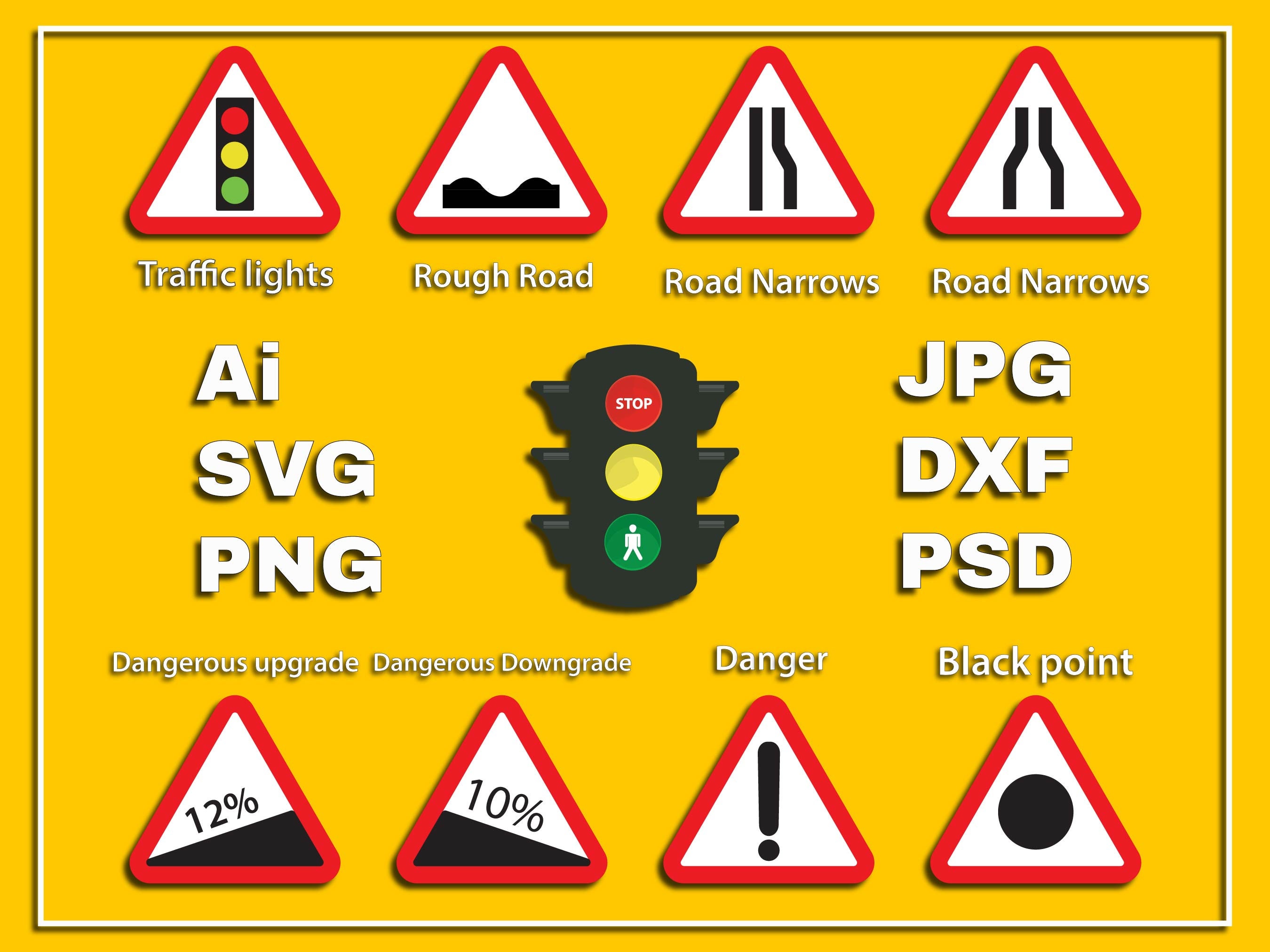 DMV Road Sign Icons SVG - Traffic Lights Clipart - Regulatory & Warning ...