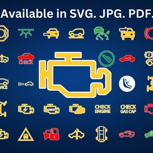 31 Car Warning Light Sticker Icons - Digital Decal Bundle for Cricut ...