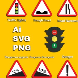 DMV Road Sign Icons SVG - Traffic Lights Clipart - Regulatory & Warning ...