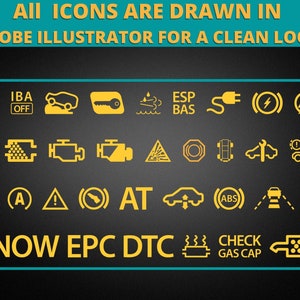 75 High-quality Car Common Dashboard Warning Icons: Dashboard Symbols ...
