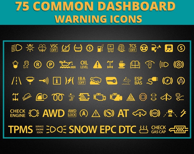 60 Car Dashboard Icons Svg:eg. Error Message, Check Engine, Fault ...