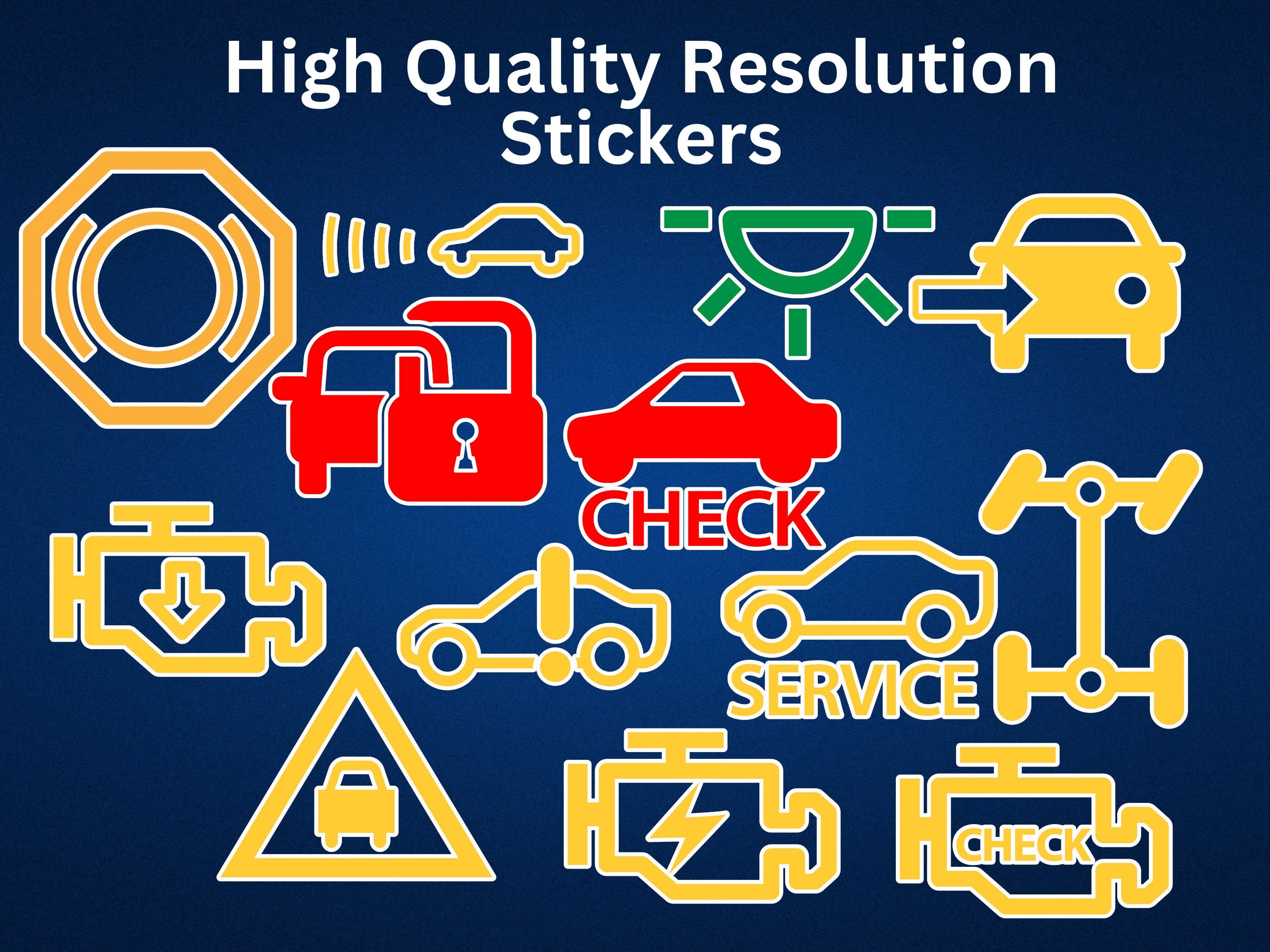 31 Car Warning Light Sticker Icons - Digital Decal Bundle for Cricut ...