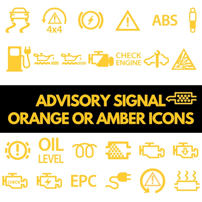 Bundle of 280 Icons - Vehicle Warning Light Icons Bundle - Engine, Oil ...