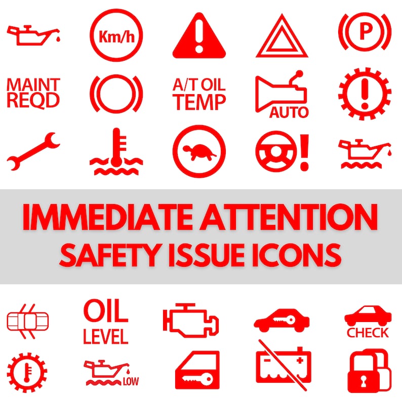 Bundle of 280 Icons - Vehicle Warning Light Icons Bundle - Engine, Oil ...