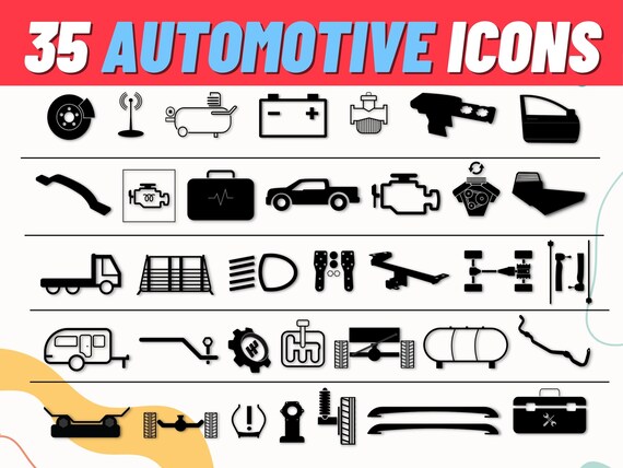 35 Automotive Icons-ai SVG PNG JPG Dxf Psd.car Related - Etsy
