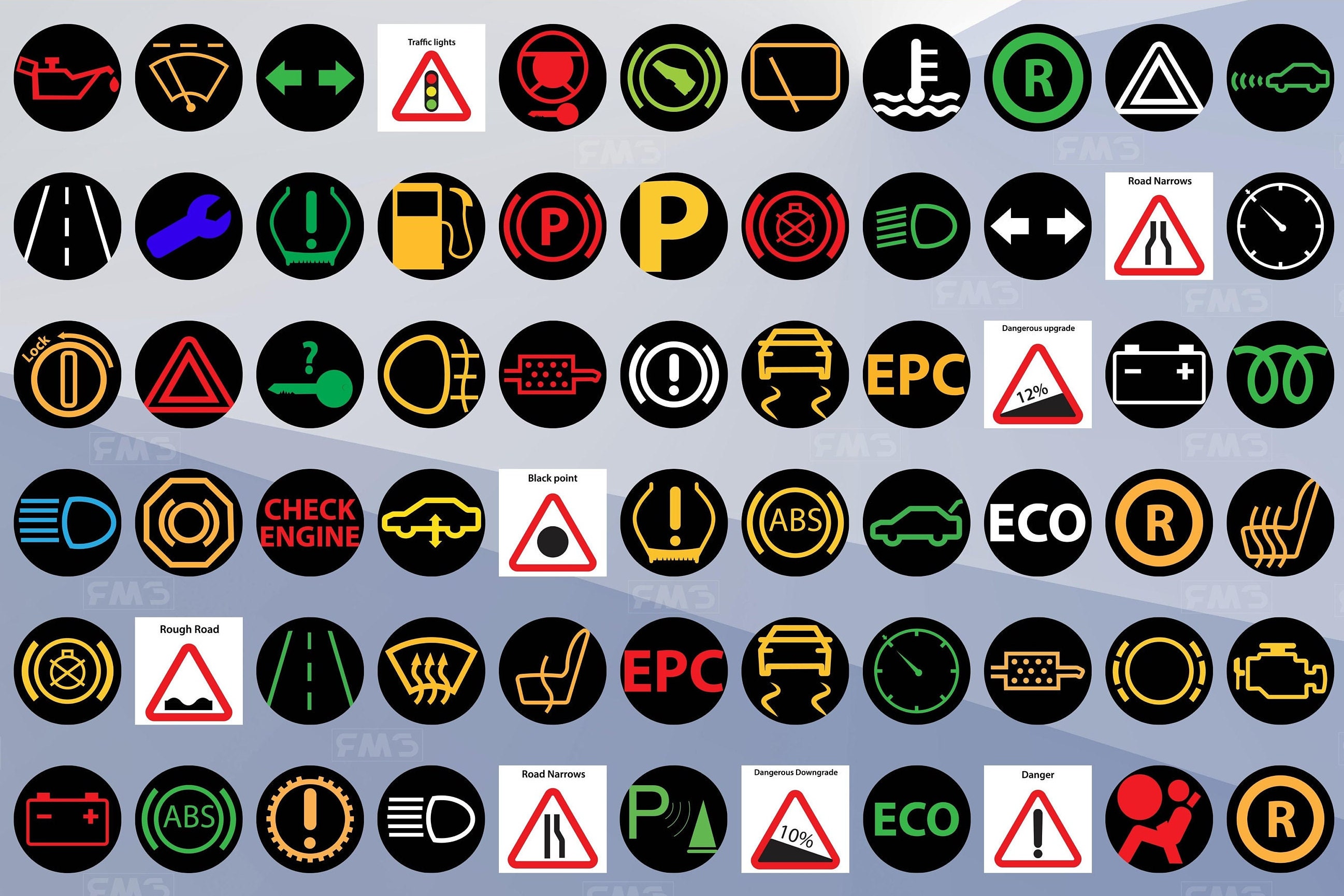 66 Car Highlights Automotive Bundle Icons. Ai, SVG, Png, DXF, PSD, Jpg ...
