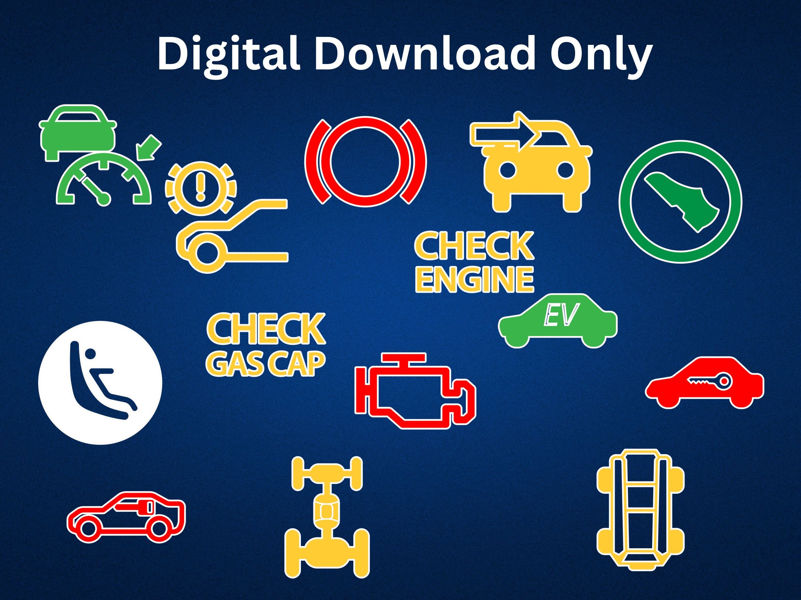 31 Car Warning Light Sticker Icons - Digital Decal Bundle for Cricut ...