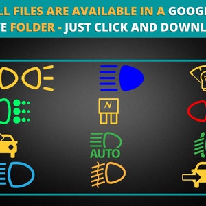 27 Car Lights Dashboard Icons Bundle - Master Light,headlights,high ...