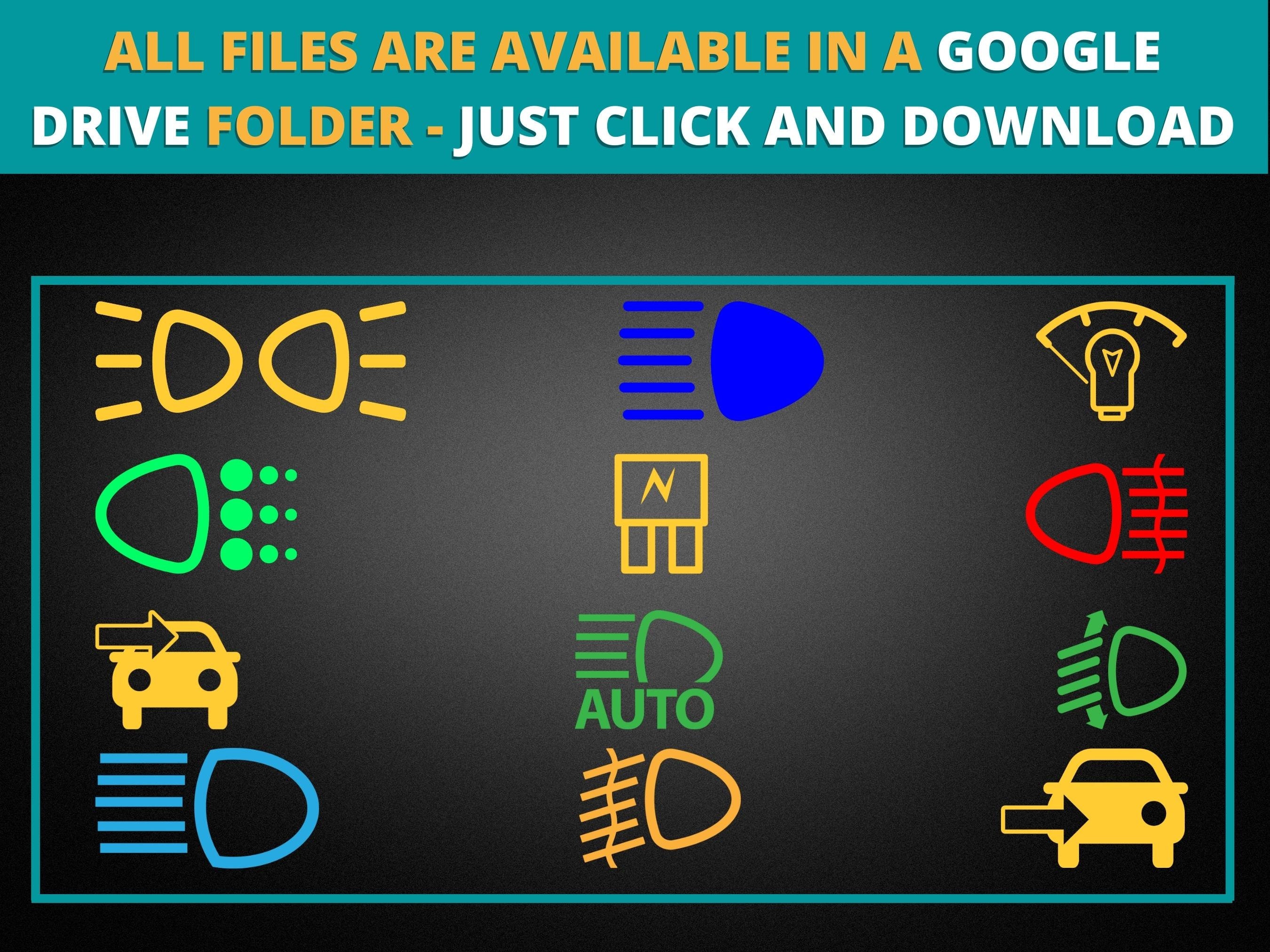 27 Car Lights Dashboard Icons Bundle - Master Light,headlights,high ...