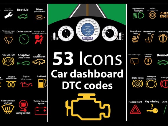 53 Car Dashboard Dtc Codes Error Message Check Engine - Etsy