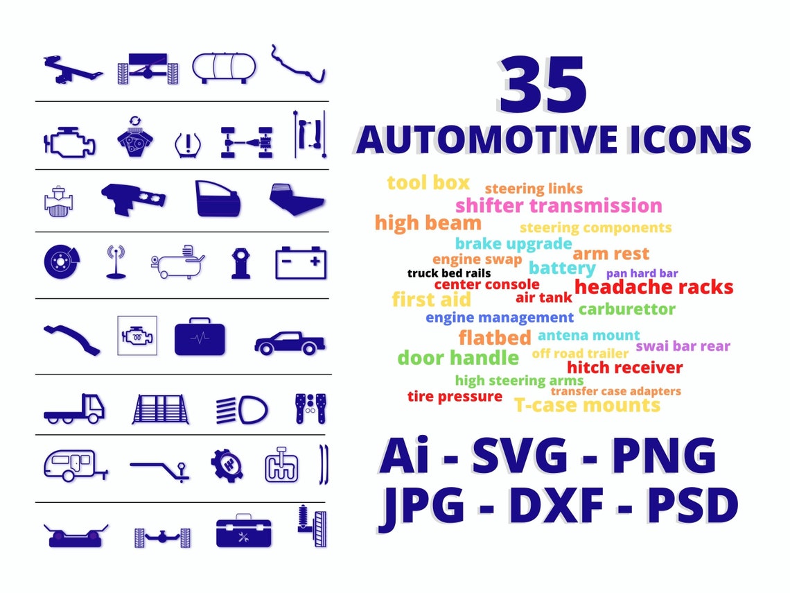 35 Automotive Icons-ai, SVG, PNG, JPG, Dxf, Psd.car Related Icons ...