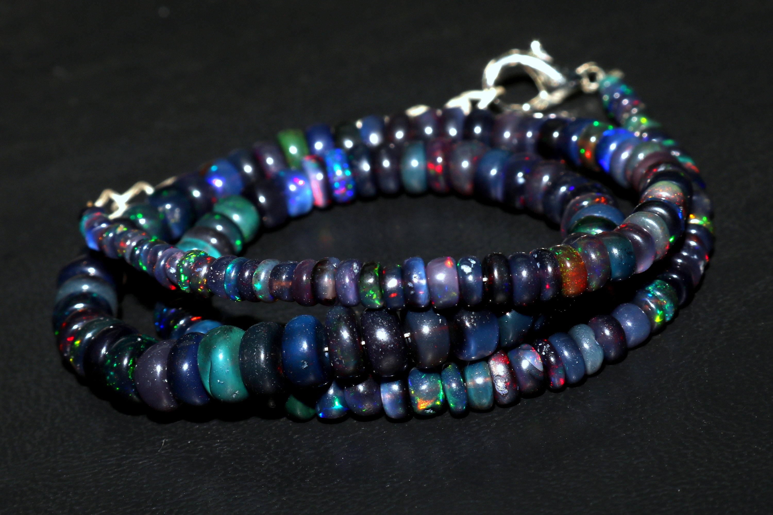 Black Opal Plain Rondelle Beads Black Opal Smooth Beads | Etsy