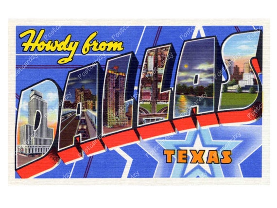 Greetings From Dallas Texas Large Letter Vintage Postcard | Etsy