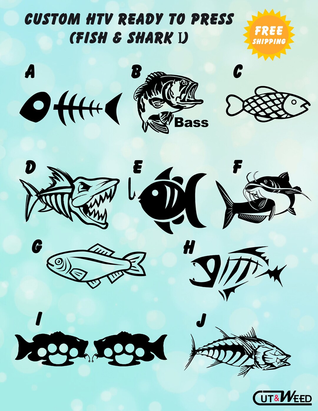 Custom HTV Ready to Press /fish & Shark Decal - Etsy