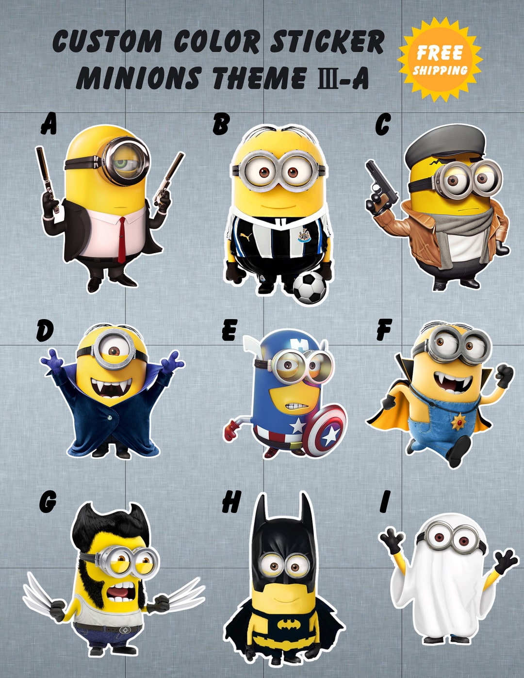Custom Color Sticker / Minions Theme Decal 3 - Etsy