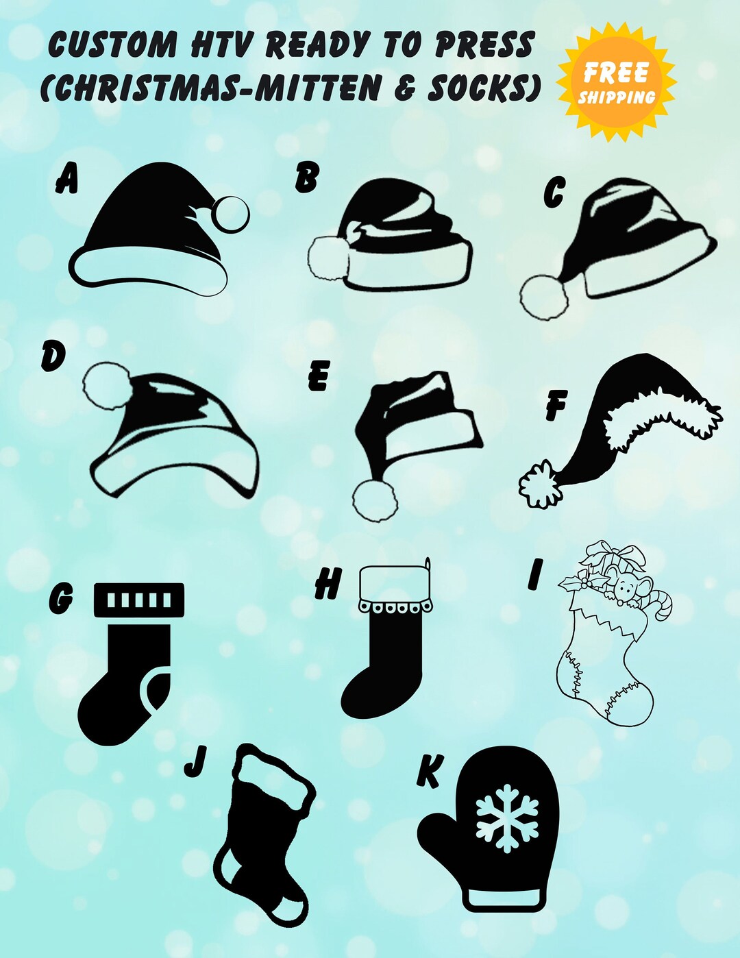 Ready to Press Custom HTV Design /christmas Theme Decal / - Etsy