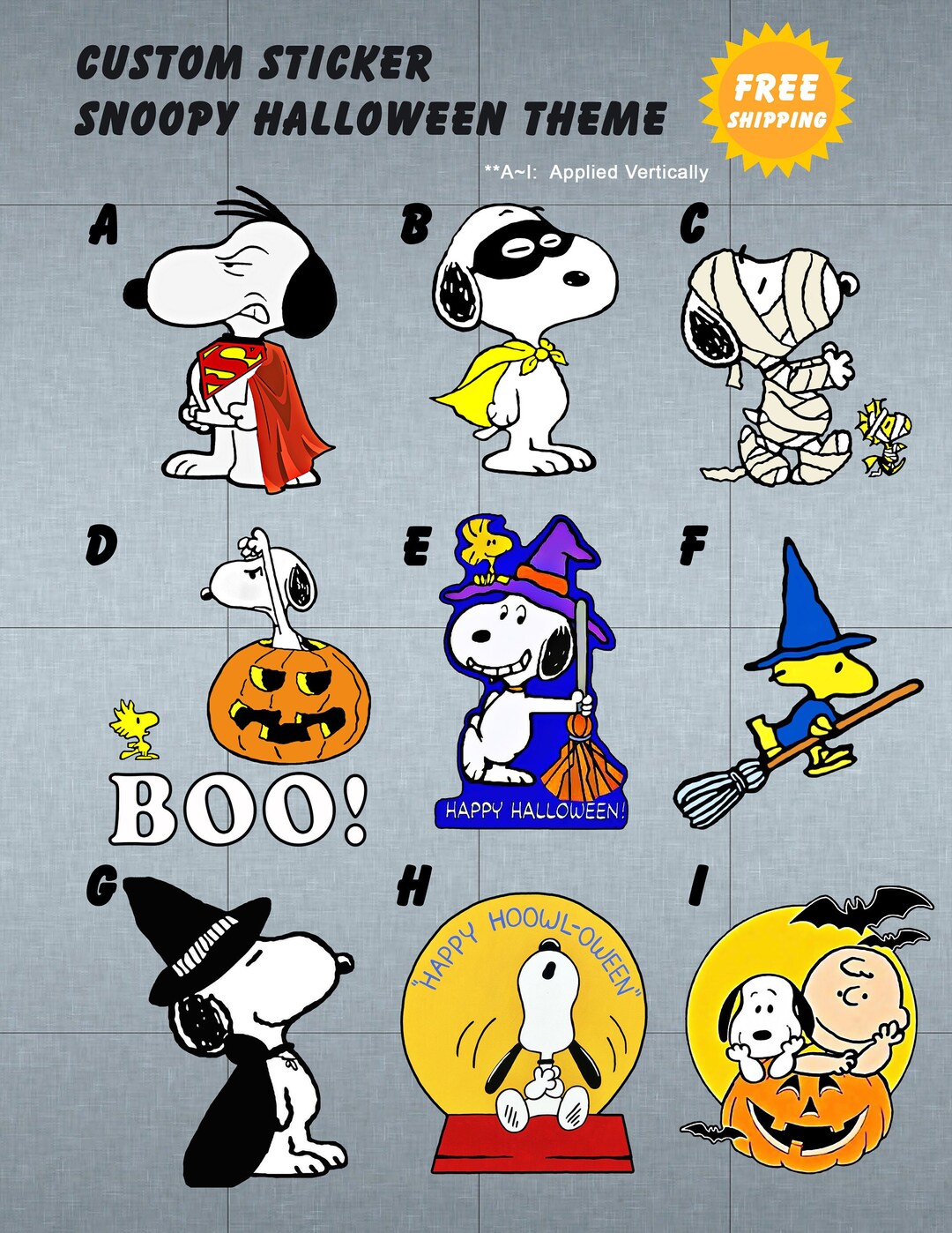 Custom Color Sticker / Snoopy Halloween Theme - Etsy