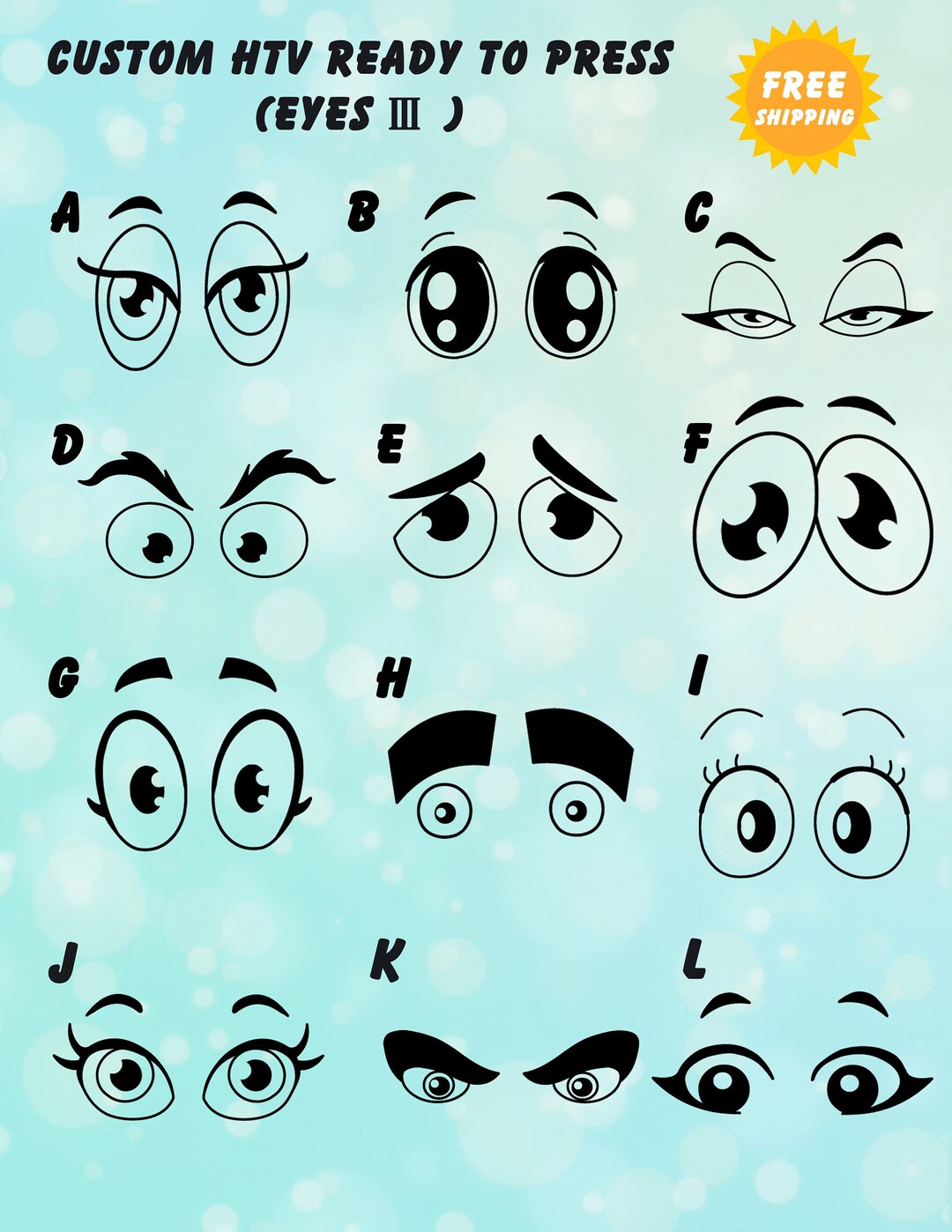 Custom HTV Ready to Press / Eyes Decal 3 - Etsy