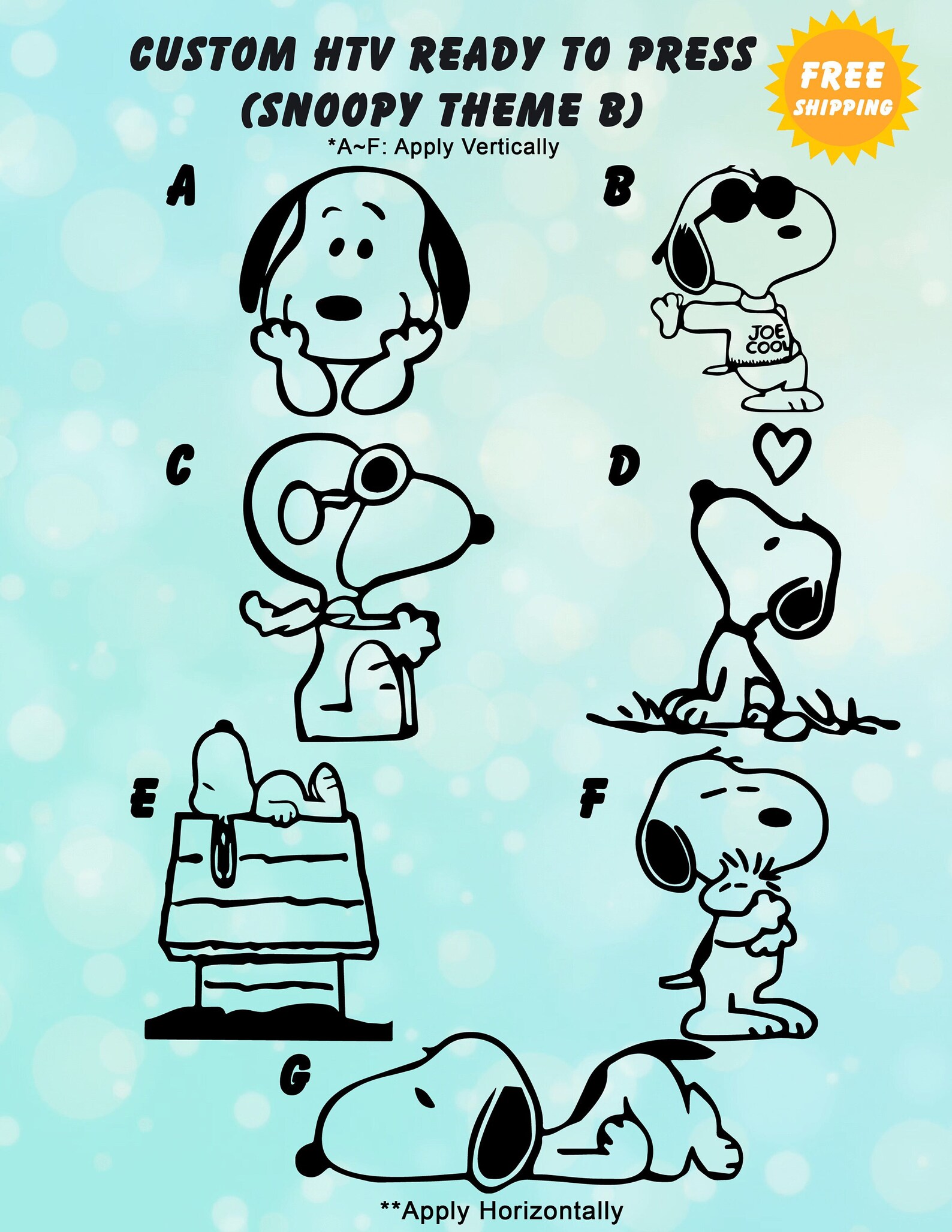 Ready to Press Custom HTV Design / Snoopy Theme Decal 2 - Etsy