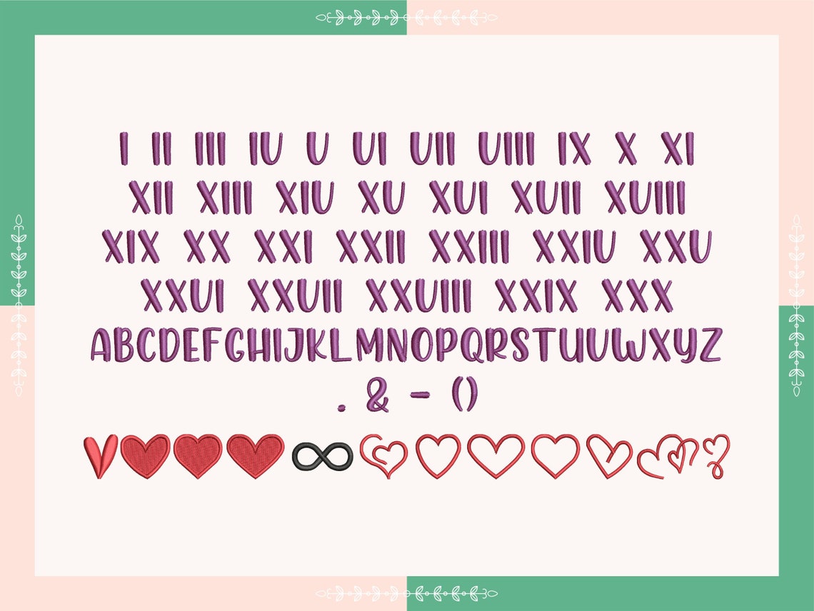 Roman Numerals Embroidery Design Font, Roman Numeric Embroidery Font ...