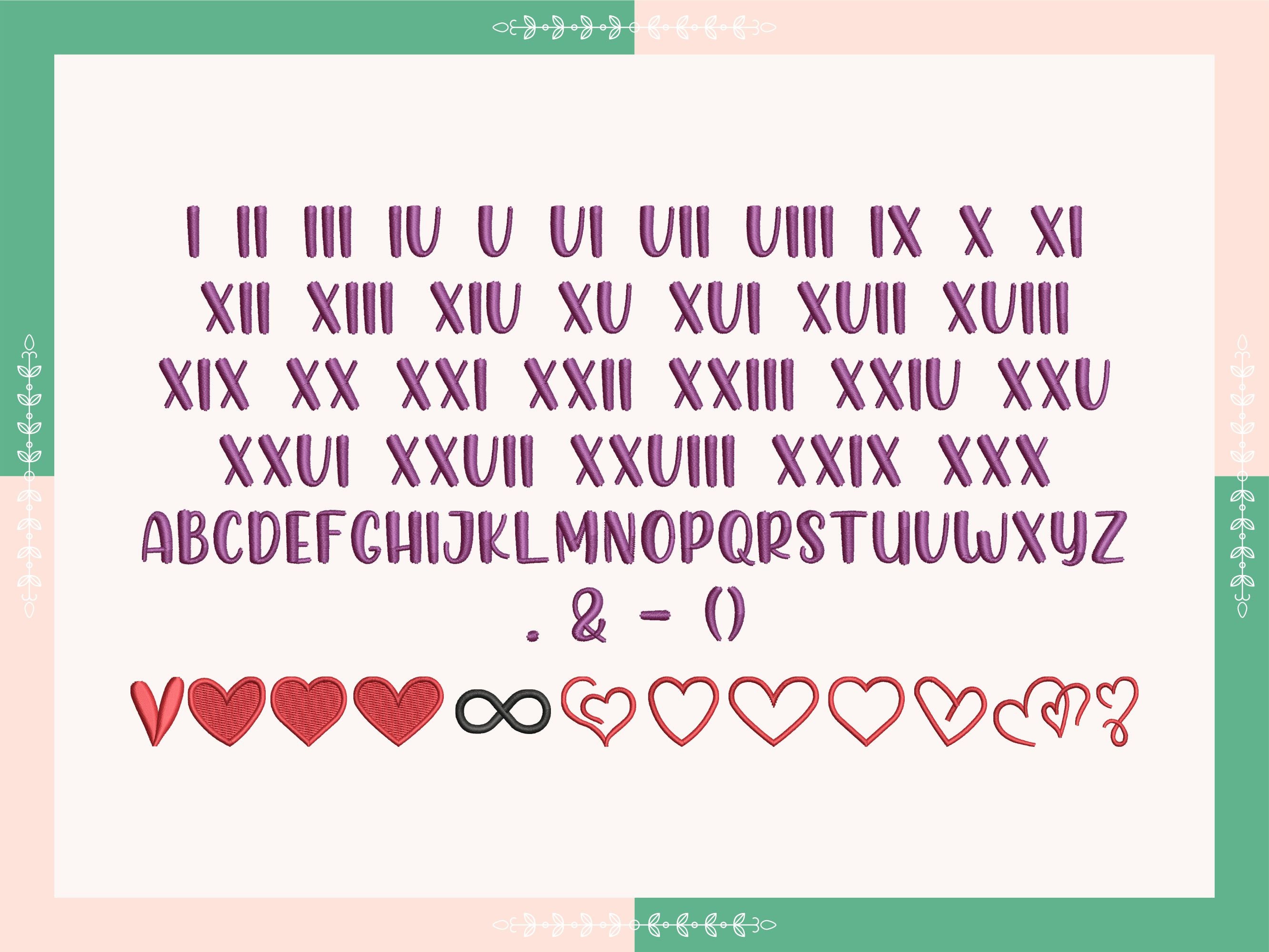 Roman Numerals Embroidery Design Font, Roman Numeric Embroidery Font ...